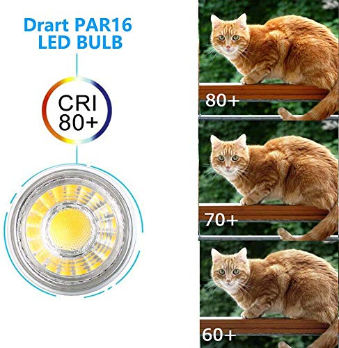 Drart PAR16 Led Short Neck Spotlight Bulb, 5W Curio Cabinet Light Bulbs, E26 Dimmable Recessed Small Light Bulbs, LED Replacement for Halogen Bulb 50W Equivalent, 120V 500lm, White 5000K (Pack of 6)
