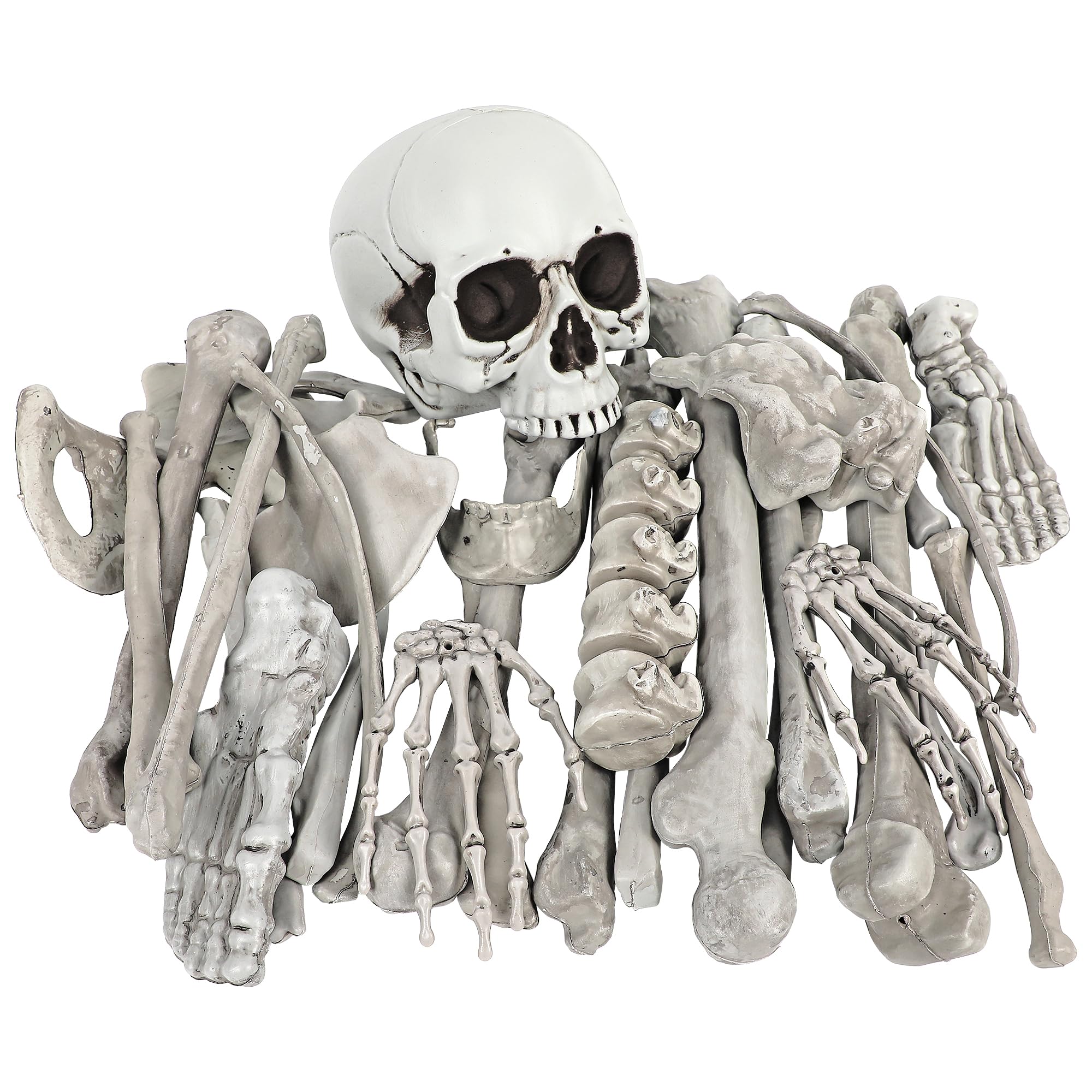 Erweicet Halloween 28 Pieces Plastic Skeleton Bones Realistic Looking Human Skulls for Halloween Party Scary Graveyard Haunted House Lawn Yard Decorations