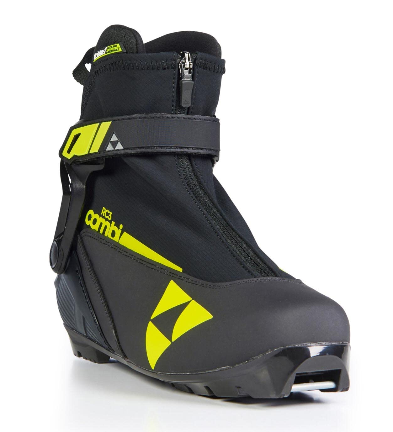 Fischer Unisex RC3 Combi Durable Weatherproof Warm Stable Protective Insulated Nordic Ski Boots, Black/Yellow, 43
