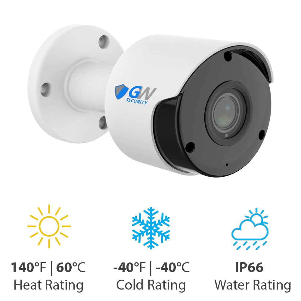 GW Security Cameras System 4CH TVI 4K CCTV DVR with 4 Weatherproof 1920TVL 2MP 25ft Night Vision Indoor Surveillance Cameras, Motion Detection