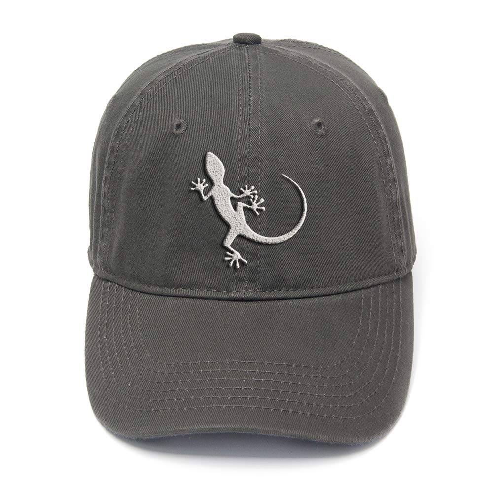 FANNOO Unisex Baseball Cap-Lizard Flock Printing Washed Cotton Adjustable Twill Low Profile Plain Hats Charcoal