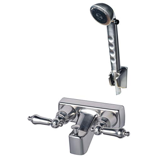 Laguna Brass 3211BN/4120BN RV/Motorhome Replacement Non-Metallic Two Handle Tub Faucet Valve Diverter with Matching Hand Held Shower Set, Brushed Nickel Finish