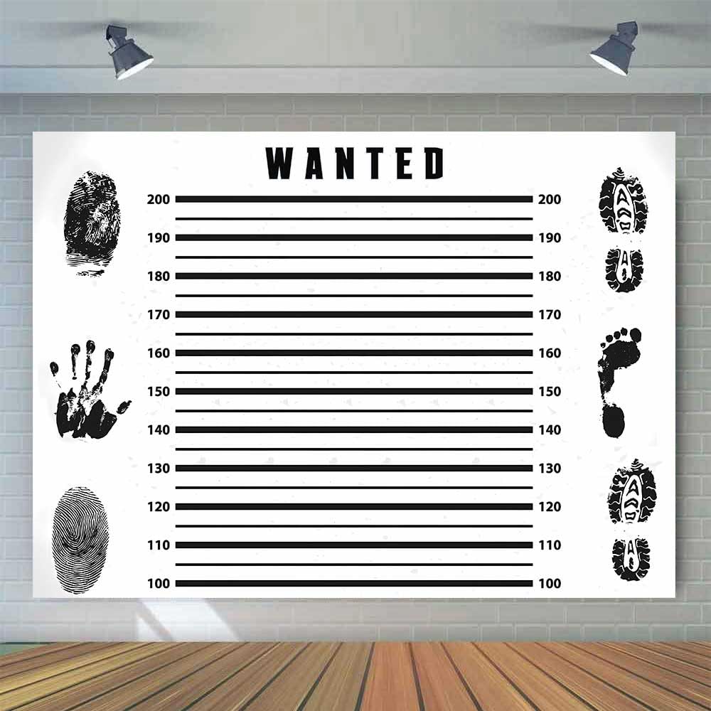 EMTOBT 7x5ft Detective Photography Backdrop Police Station Black Height Line Mugshot Suspect Fingerprint Clues Evidence Lead Register Mystical Party Background Photo Props BJDJEM0085