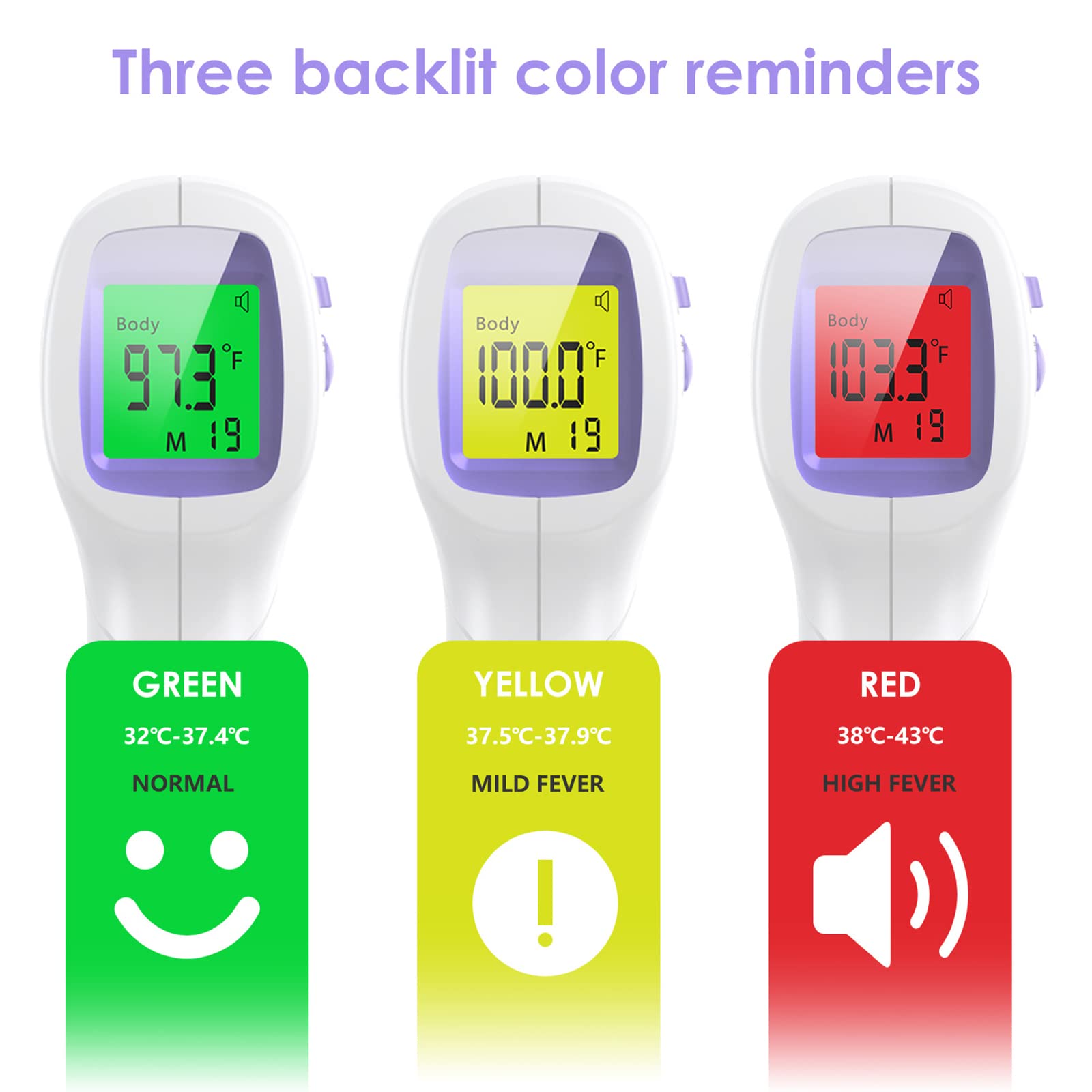 IDOIT Forehead Thermometer for Adults Kids Baby, Infrared Touchless Temperature Gun with Instant Accurate Reading, Fever Alarm 3 in 1 Modes for Face Ear Body and Object Surface