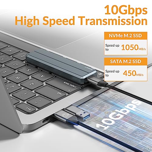 iDsonix Dual Bay M.2 Enclosure for Double M.2 NVMe SSDs 10Gbps Speed USB 3.1 Gen2 Type C NVMe Hard Drive Enclosure Adapter