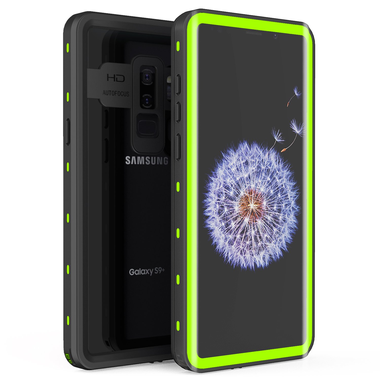 Fansteck Samsung Galaxy S9 Plus Waterproof Case, IP68 Waterproof/Snowproof/Shockproof/Dirtproof, Full-Body Protective Case with Built-in Screen Protector for Galaxy S9+ Plus (6.2 inch-Black/Green)