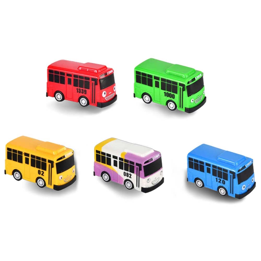 FARMIN 5PCS Mini Bus Tayo Toy, Pull Back Bus Toy Set, Cartoon Prototype Toy Car , Gift for Friends and Kids