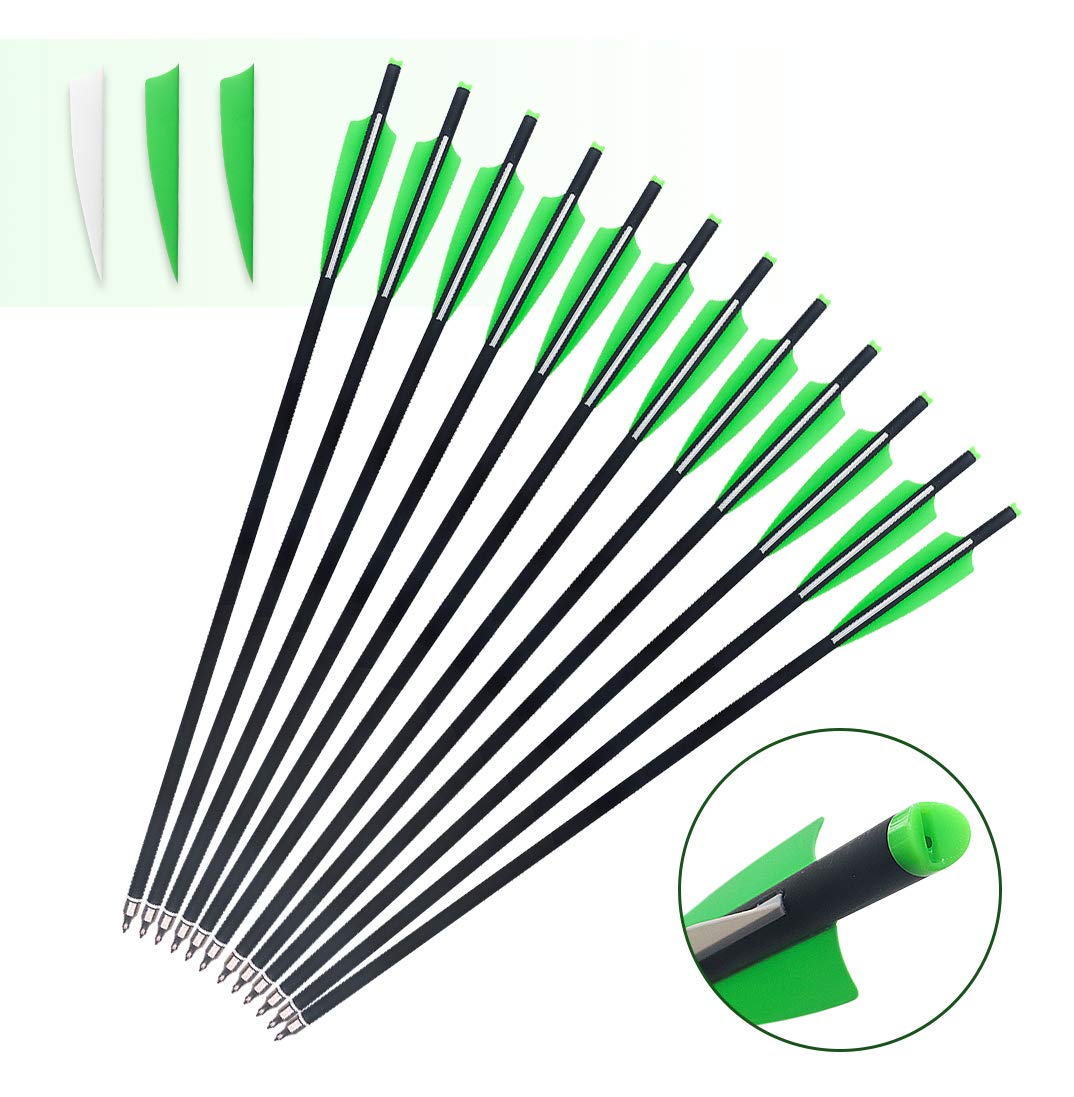 Feida 12 Packs Carbon Crossbow Bolts Arrows 20/22 Inches Hunting Arrows with Changeable Tips for Crossbow (22 Inches)