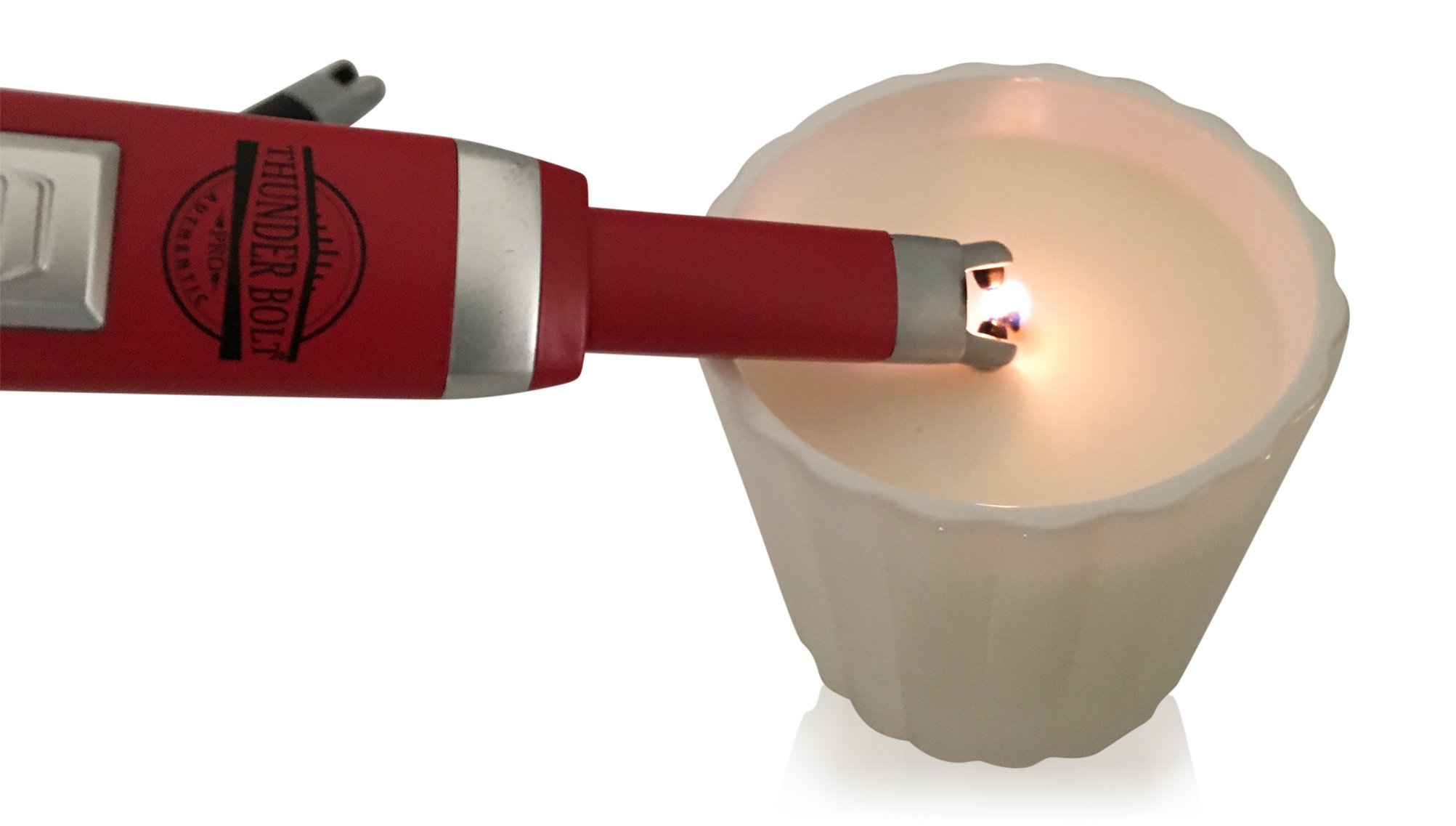 Thunder Bolt Pro Electronic USB Lighter Rechargeable, Double Arc Spark Safe to Use on Gas BBQs, BBQ Firelighters, Gas Stove, Candles, Camping Fires, Paper, 100s of Times w/o Charge, Guaranteed (Red)