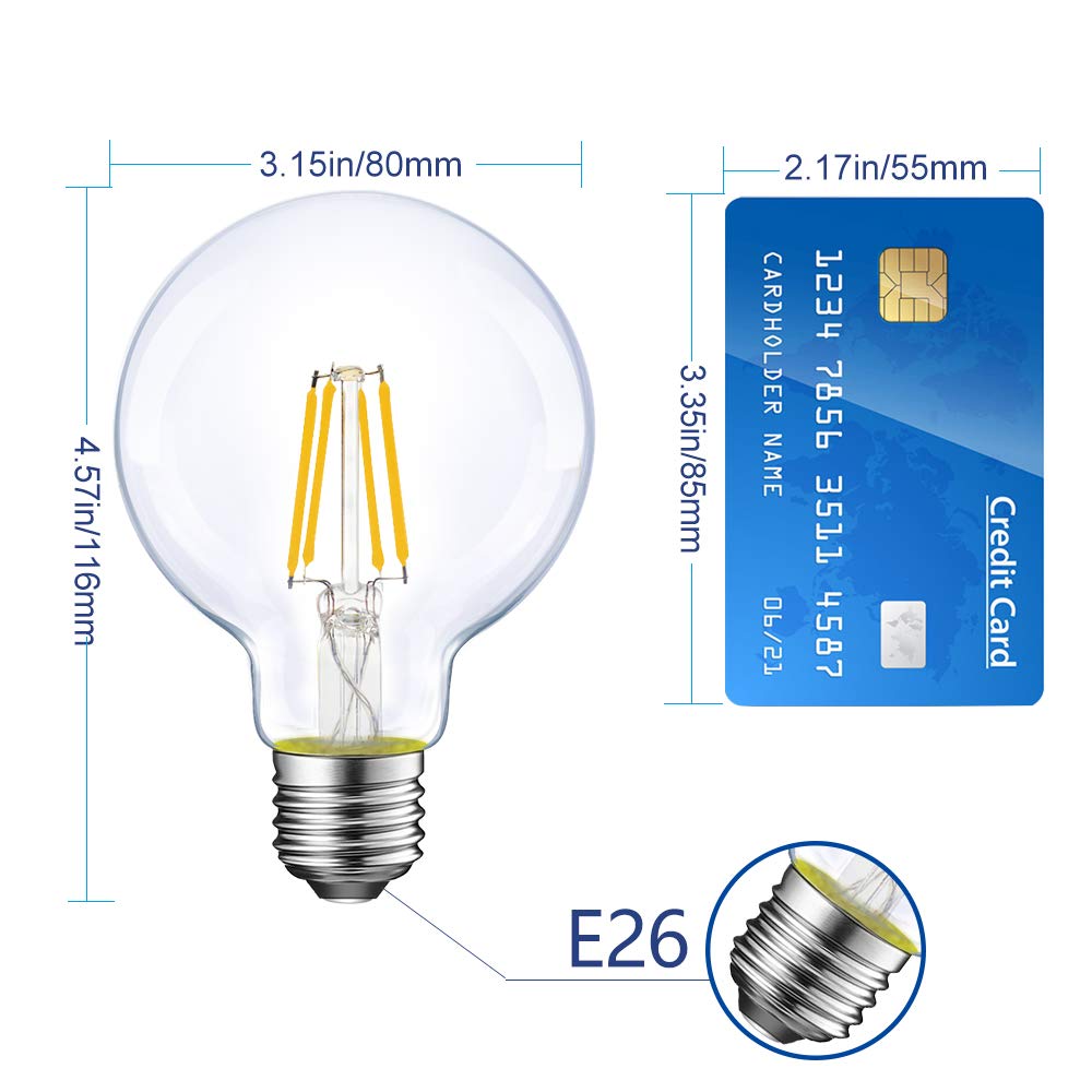 Energetic Lighting Energetic 12-Pack Dimmable LED Edison Light Bulb, G25 (G80) Globe Bulb, 60W Equivalent, 5000K Daylight, Christmas Light, E26 Standard Base, UL Listedā¦