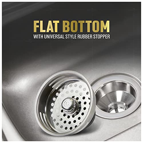 Highcraft 9843 Stainless Steel Kitchen Sink Strainer Basket-Replacement for Standard Drains (3-1/2 Inch) -Universal Style Rubber Stopper