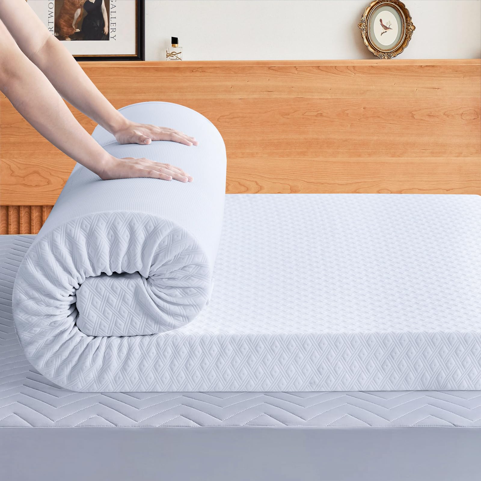 RISAR Memory Foam Mattress Topper Queen Size Bed Topper Queen 3ββ Inch High Density Mattress Cooling Gel Thick Topper for Back Pain Relief Best Soft Bed with Cover Top Mattress (60x80 Inch)