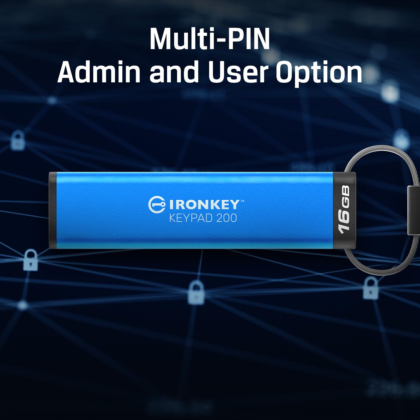 Kingston Ironkey Keypad 200 8GB Encrypted USB | Alphanumeric Keypad | Multi-Pin Access | XTS-AES 256-bit | FIPS 140-3 Level 3 Certified | Brute Force & BadUSB Protection | IKKP200/8GB