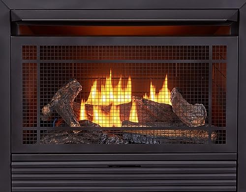 Duluth Forge Dual Fuel Ventless Gas Fireplace System with Mantle, Remote Control, 5 Fire Logs, Use with Natural Gas or Liquid Propane, 26000 BTU, Heats up to 1350 Sq. Ft., Apple Spice