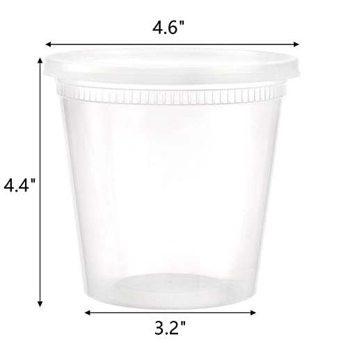 Lawei 60 Pack Plastic Deli Food Containers with Lids - 24 Oz Food Storage Containers Freezer Deli Cups for Soup, Party Supplies, Meal Prep and Portion Control