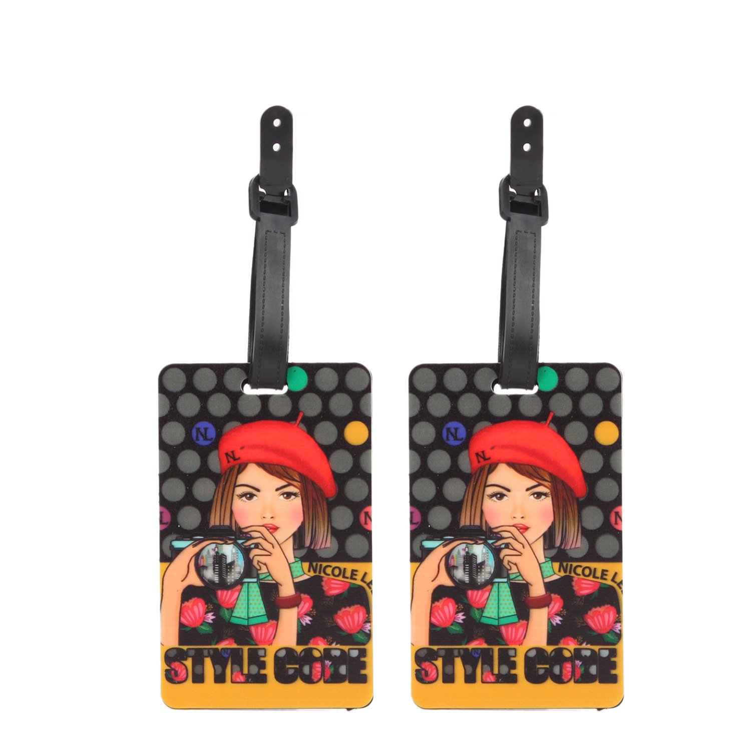 DESTINY BY NICOLE LEE 2 Pack Luggage Tag with Name ID Card Secure Strap Travel Bag Suitcase Handbag Baggage Label Tags