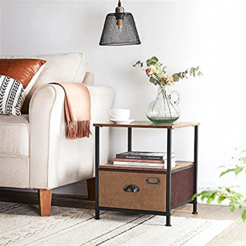 HIGOH Bedside Table Bedside Table with Drawer Fabric Drawer Dresser