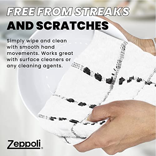 Zeppoli Classic Kitchen Towels - 12 Pack 100% Natural Cotton Kitchen Towel Set, Reusable Wash Cloths, Absorbent Dish Towels, Machine Washable Hand Towels, Kitchen Essentials - 15” by 25” - Gray
