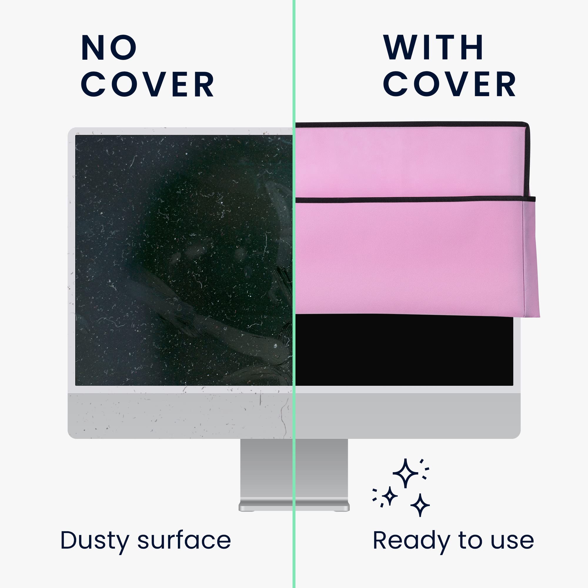 kwmobile Monitor Cover Compatible with 27-28" monitor - Dust Cover Computer Screen Protector - Dusty Pink