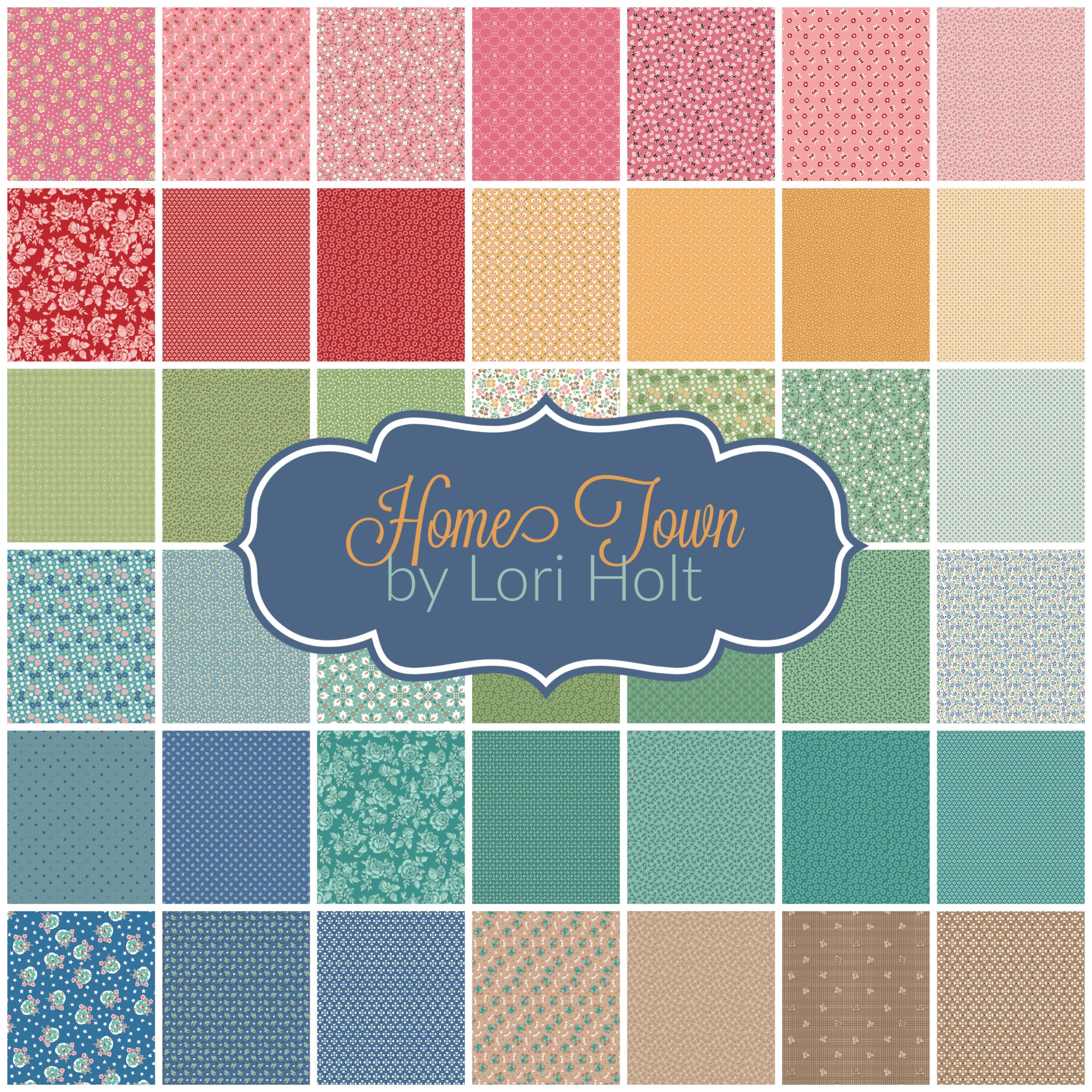 Home Town Fat Quarter Bundle (45 Pieces) by Lori Holt for Riley Blake 18 x 21 inches (45.72 cm x 53.34 cm) Fabric cuts DIY Quilt Fabric