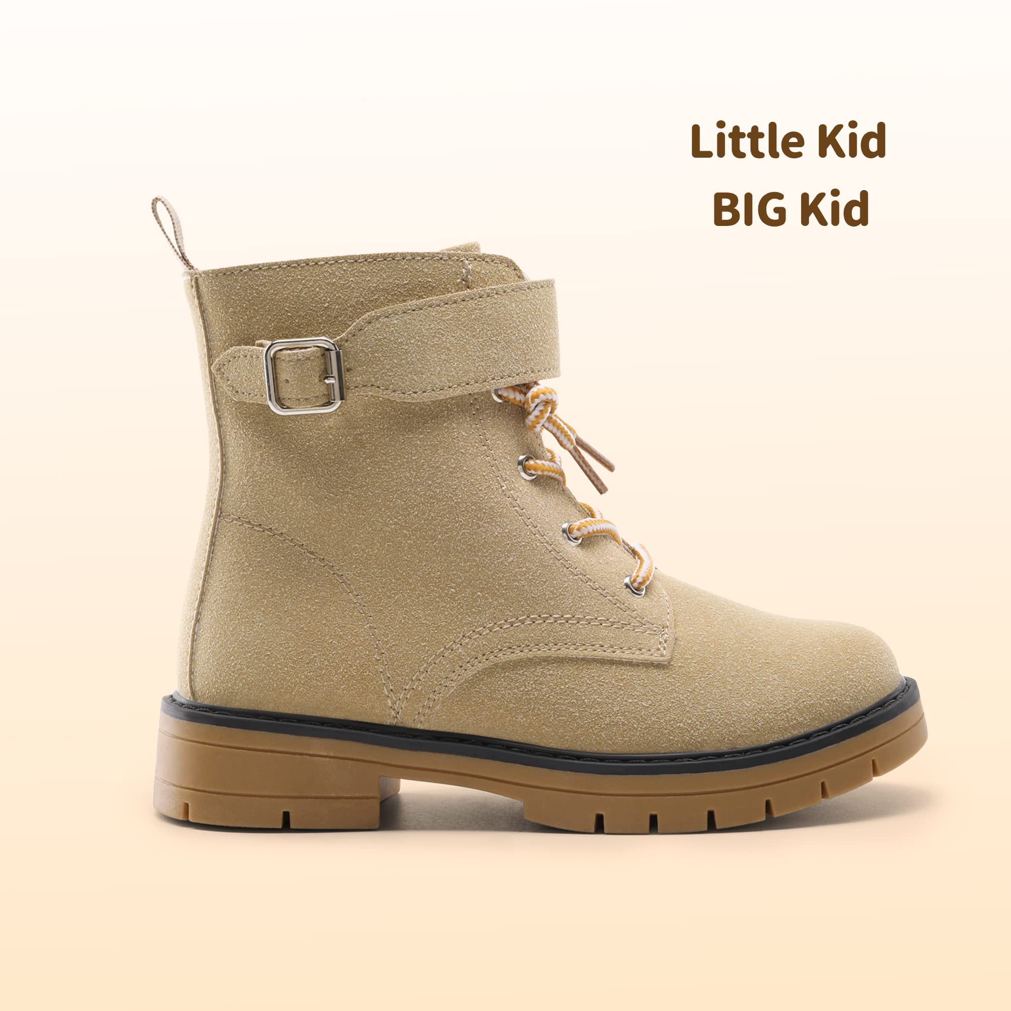 DREAM PAIRS SDBO226K Boys Girls Anckle Combat Boots Brown Size 2 Little Kid