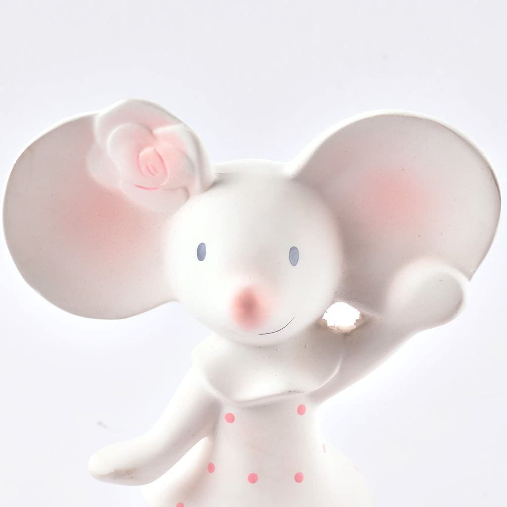 Tikiri Toys Meiya The Mouse Teether Toy, Organic Natural Rubber Teether with Squeaker, Ages 6 Months & Up