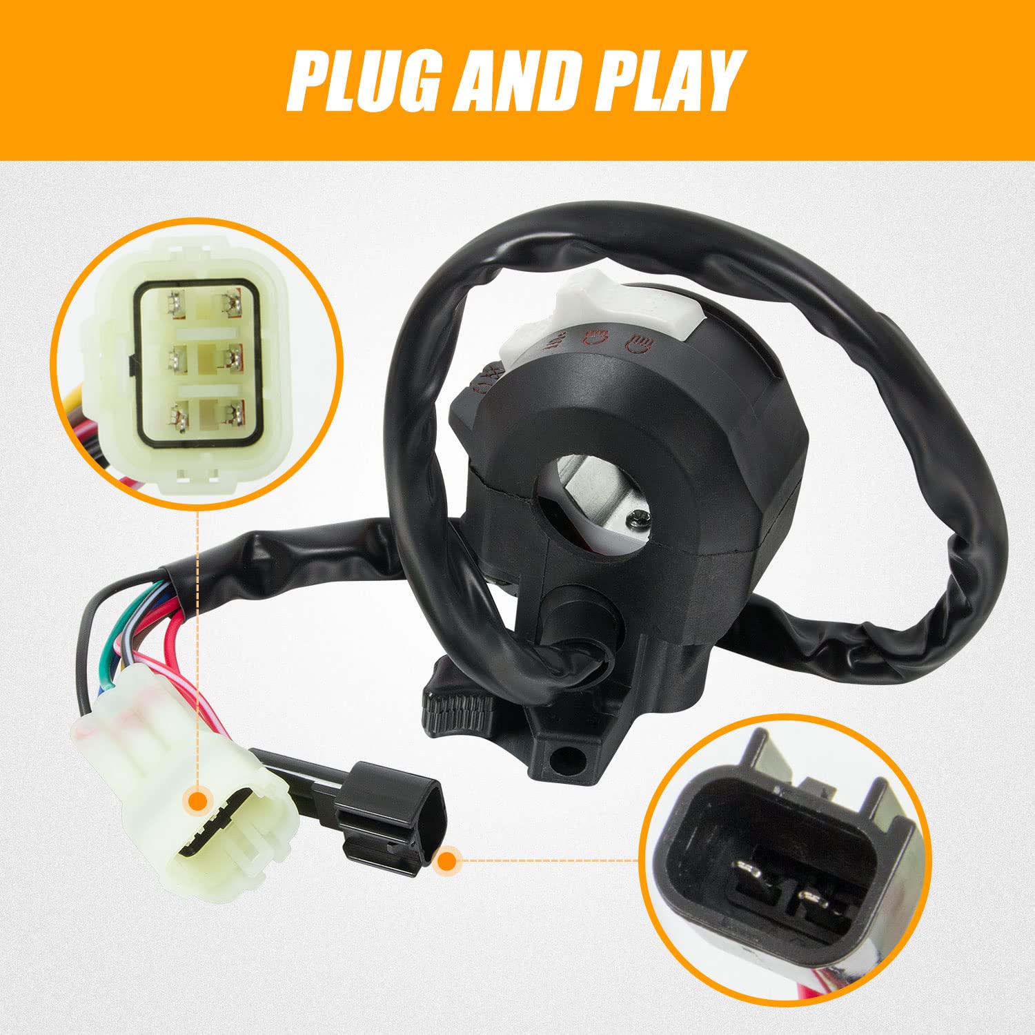 Engine Switch Left Handlebar Headlight Switch Compatible with Yamaha YFM Grizzly 350 400 660 Big Bear 250 400 Bruin 250 350 Kodiak 400 450 Raptor 350 660 Wolverine 350 450 Replace 5LP-83973-01-00
