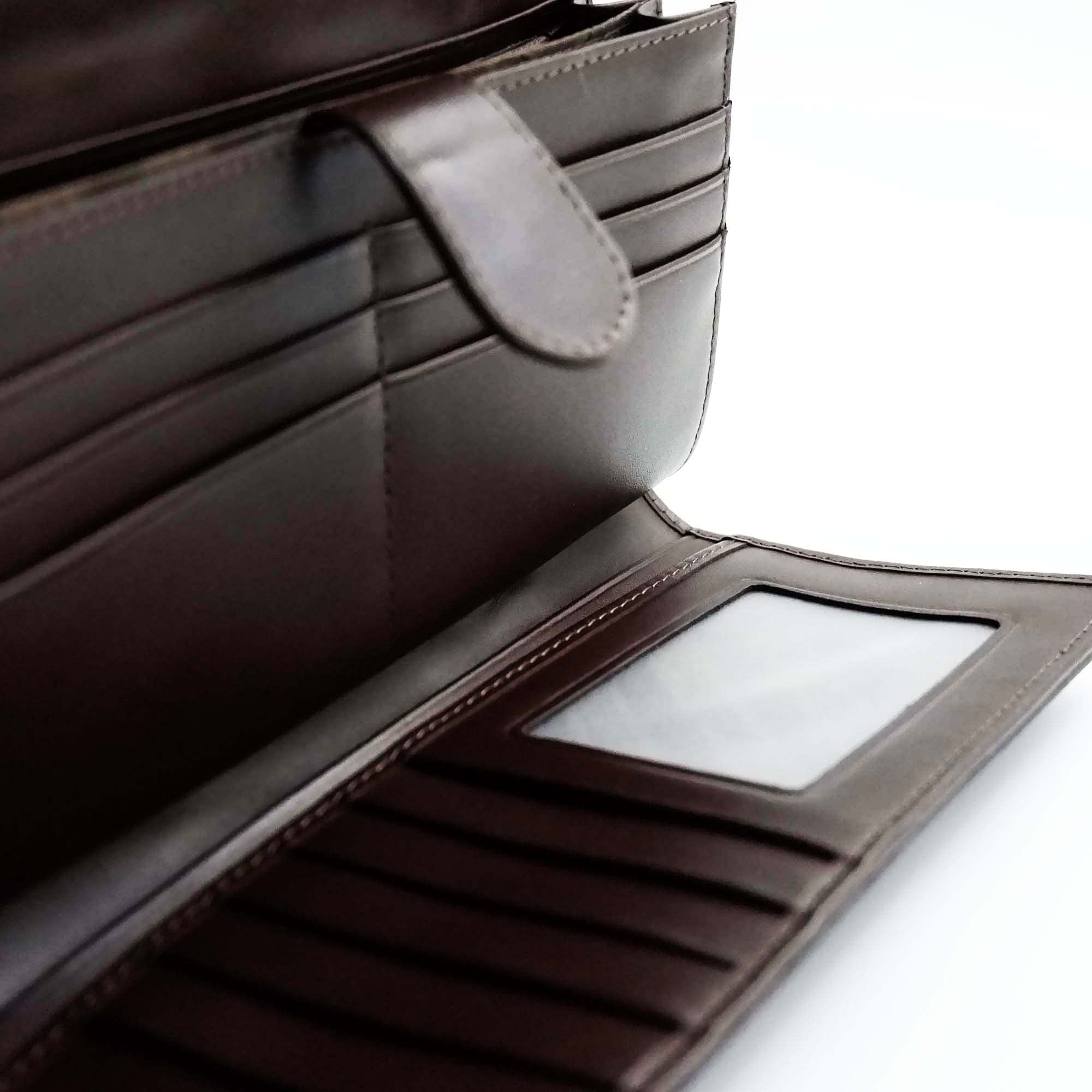 EXSOOTTI New Brown Genuine Crocodile Leather Black Tail Skin Women Tri-Fold Clutch Wallet Purse.