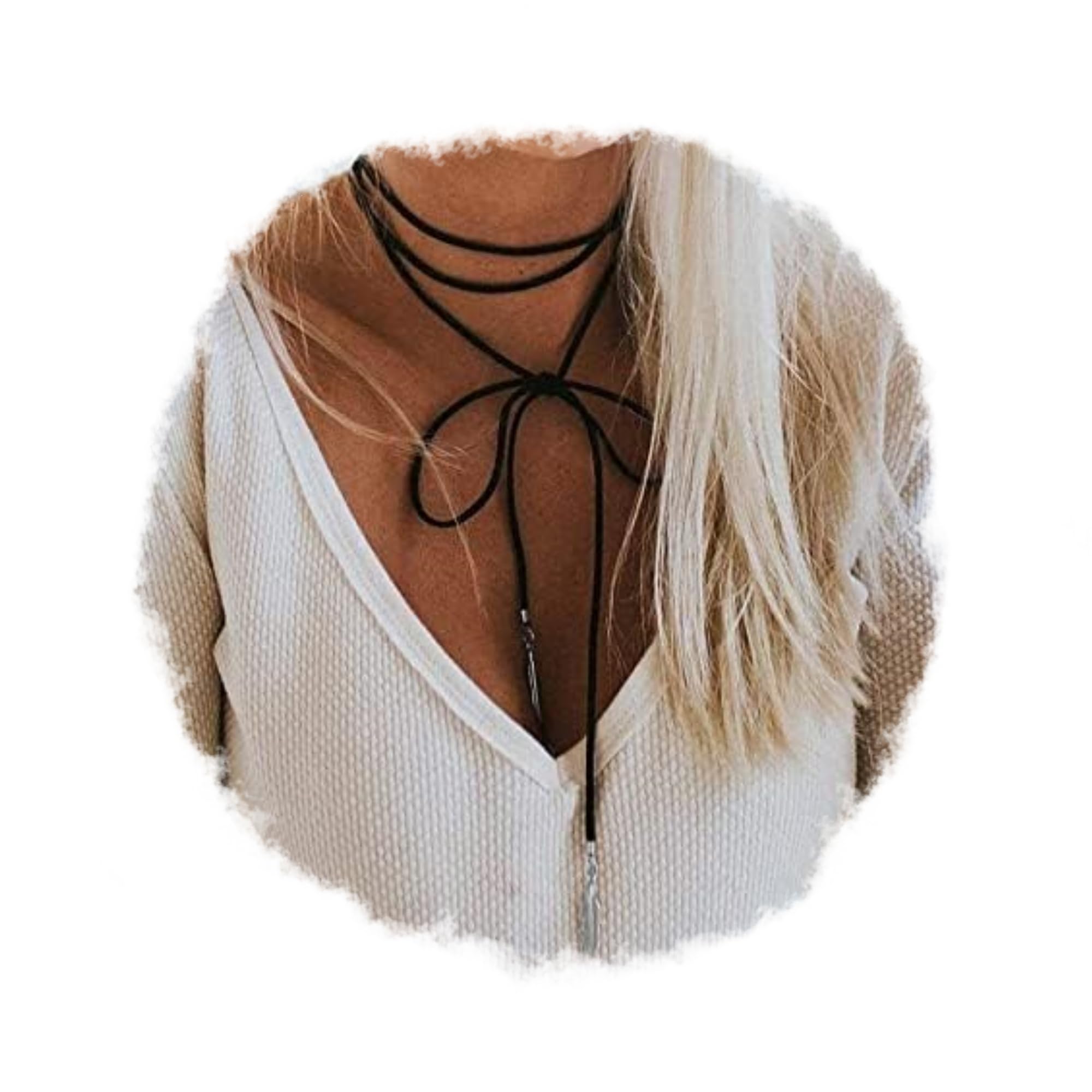 Doubnine Boho Feather Choker Wrap Necklace 2pcs Versatility Vegan Suede Y Lariat Gothic Black Brown Bronze Accessories for Women