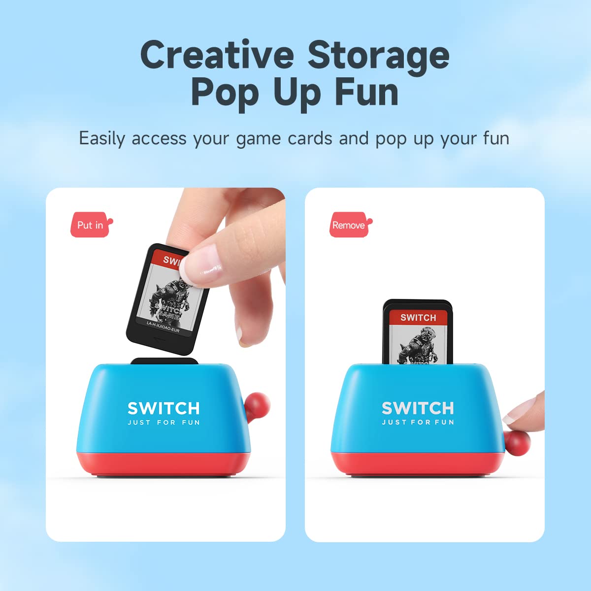 Hagibis Switch Game Card Case for Nintendo Switch/Lite/OLED Portable Cute Toaster Switch Game Card Storage Holder with 2 slots Switch Game Cartridge (Blue)
