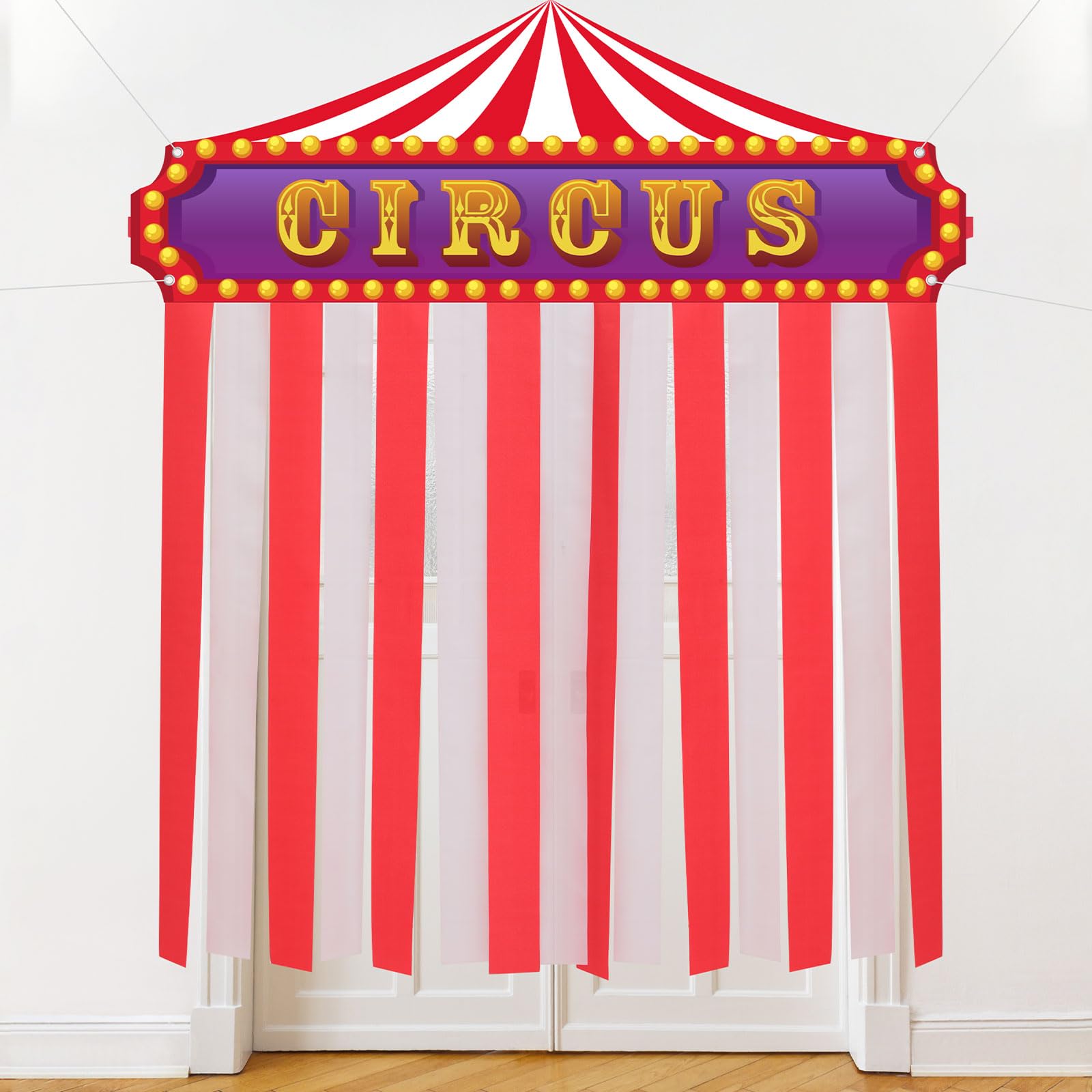 Hollowfly Halloween Circus Carnival Party Decorations Circus Tent Decorations Porch door Banner Creepy Horror Party Awning Hanging Eve Circus Theme Party Photo Props Decorations