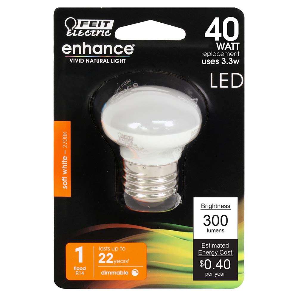 Feit Electric BPR14DM/927CA/4 40W EQ DM R14 LED Light Bulbs, 4 Bulbs