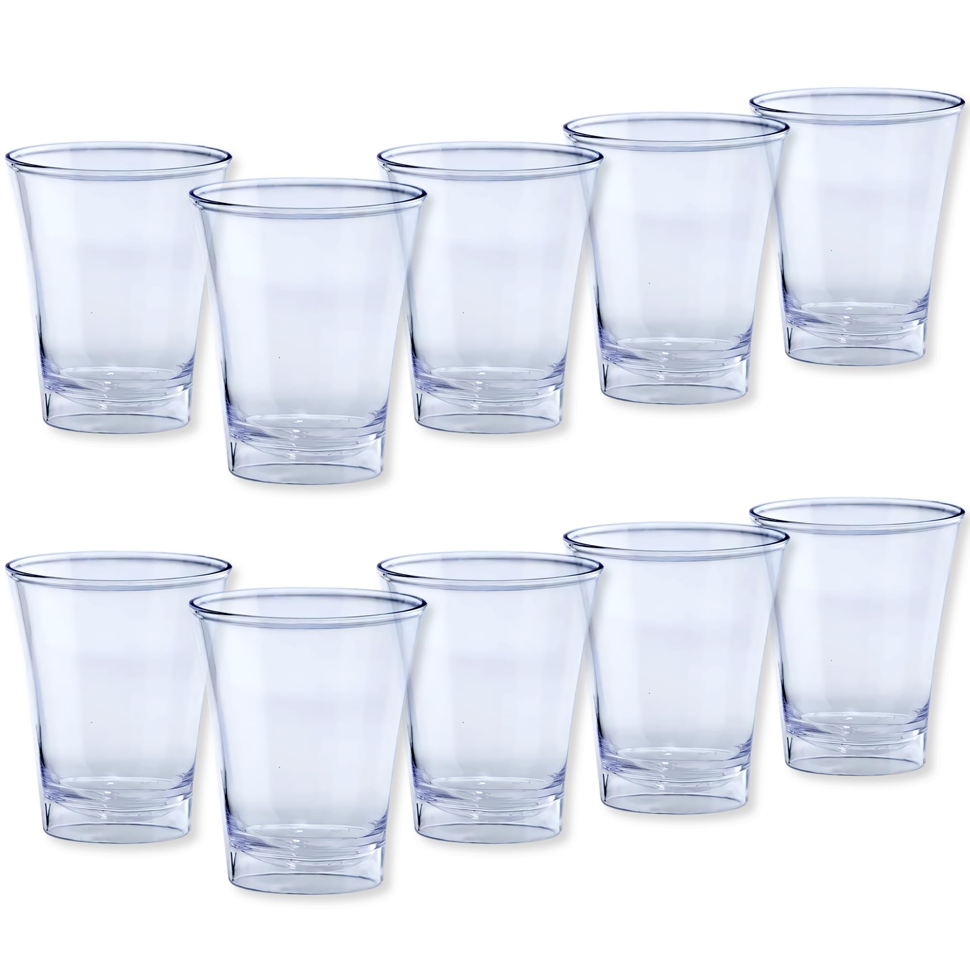 Kingzak Clear Plastic Highball Glasses - 10oz | 10 Disposable Wine Glasses & Cocktail Glasses, Great to use as Tossware Wine Glasses, Disposable Cups, Party & Kitchen Essentials