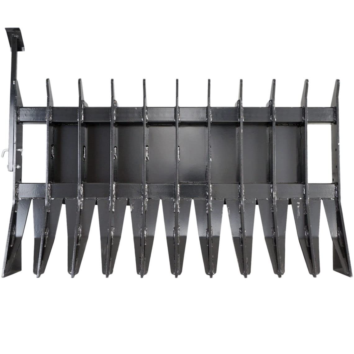 Titan Attachments Skid Steer Root Rake Attachment 60in Wide, Universal Quick Tach Hookup, Root Clearing Brush Rake, Land Clearing Site Prep Implement, Roll Debris, Silage, Brush to Burn Pile