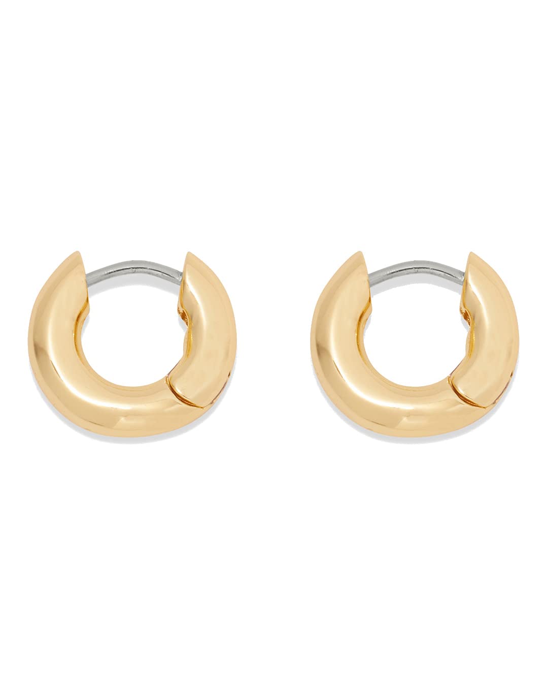 gorjana Women’s Lou Huggie Earrings, Small High Shine Chunky Hoops, 18K Gold Plated