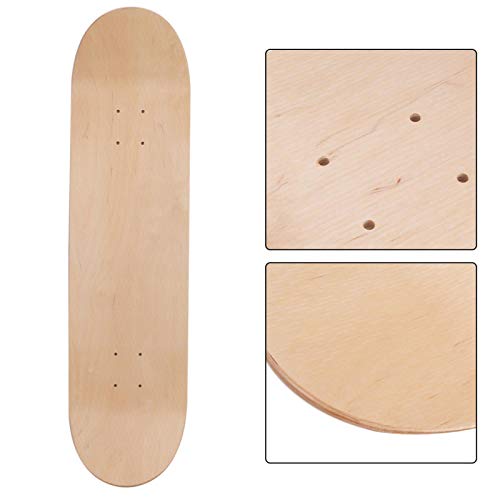 FastUU Skateboard Deck, Eco-Friendly Maple Wood Skateboard Double-Warped Skateboard Deck Concave Board Accessory, with Clear Wood Texture, for Skate Scooter