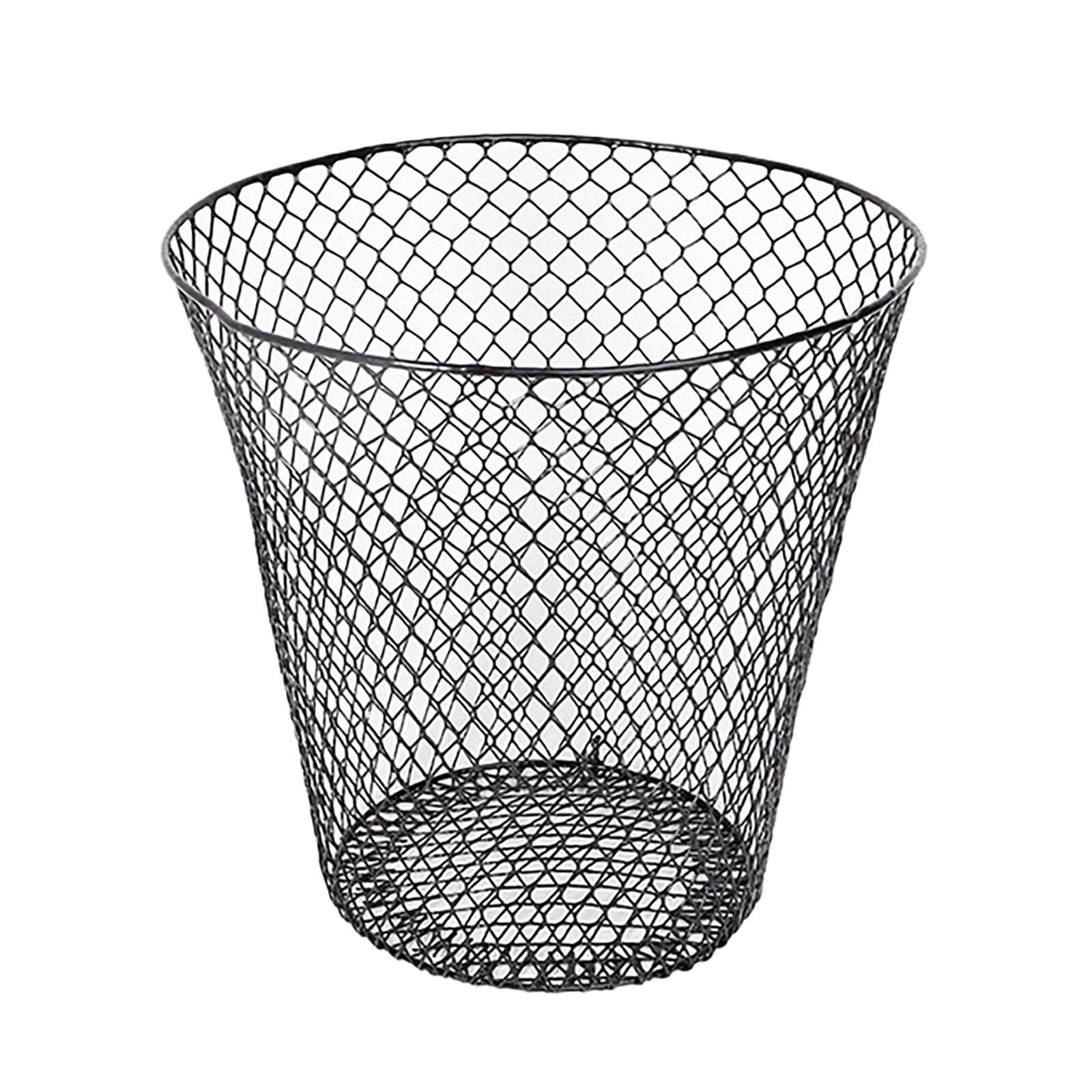 luezkyoig Wire Mesh Round Waste Basket 9 * 6 inch Small Sturdy Lightweight Under Desk Open Top Wire Mesh Trash Cans Custom Storage for Home Office School Kitchen Bedroom Den Dorm Room (Black)