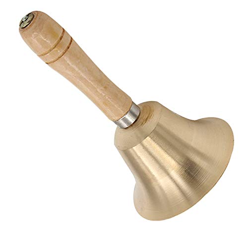 Extra Loud Bell Small Hand Bell Solid Brass Call Bell with Wooden Handle School Bells Dinner Bell Loud Ringing Bell Service Bell Servant Bell Church Bells Sell Celebration Bells Attention Bell