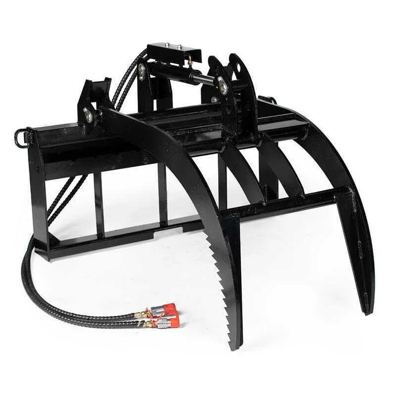 Titan Attachments Hydraulic Skid Steer Pallet Fork Grapple Attachment V2 with 36in Fork Blades, 1/2in Thick Steel Frame, Quick Tach Mounting System