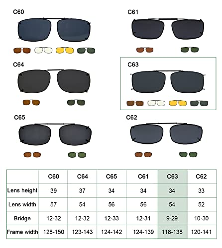 Eyekepper 3-pack Polarized Clip on Sunglasses With Spring Draw Bar Grey/Brown/G15 Lens 54 * 34MM