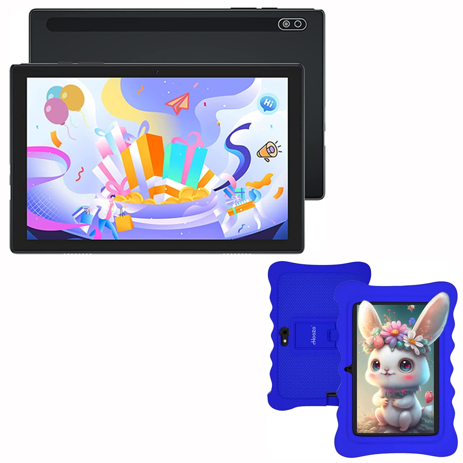 Hoozo Tablet 10 Inch and 7 Inch Android Tablets with 6000mAh Long Battery Life, Quad Core HD Touch Screen - 2PCS