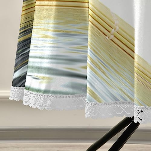 Kigai Zen Basalt Rocks Outdoor Tablecloth 60 Inch Waterproof Round Lace Fabric Table Cloth Table Cover with Umbrella Hole and Zipper for Camping Patio BBQ Backyard Holiday Party Decor