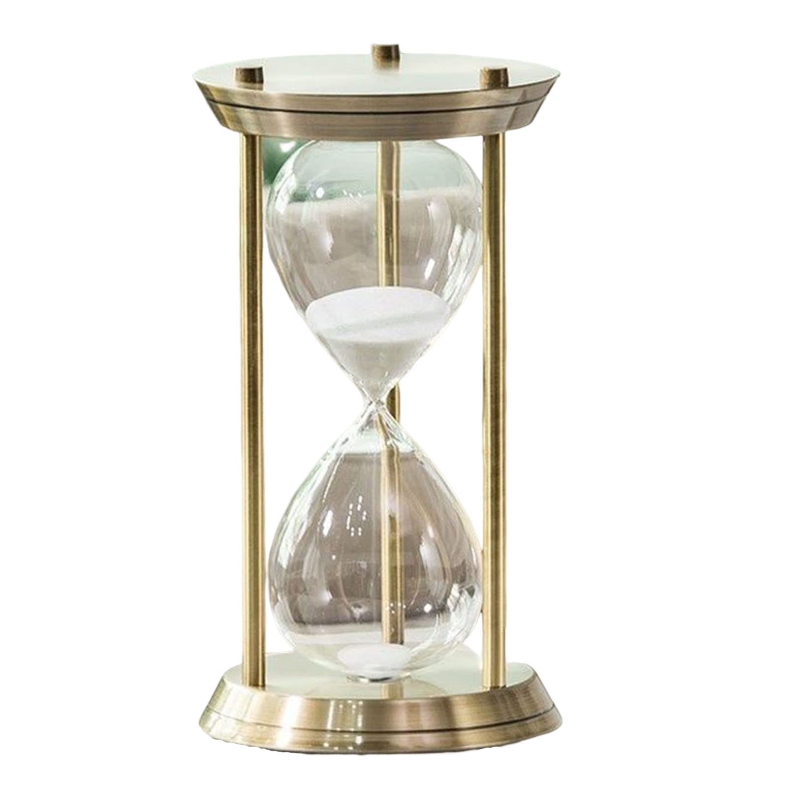 Hourglass Sand Timer 15/30/60 Minutes, Sand Clock Sand Watch, Metal Sandglass Timer with White Sand for Christmas Gifts Wedding Home Desk Office Classroom Decor,Gold 60min