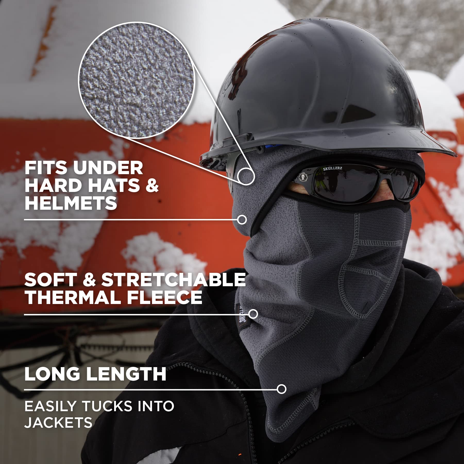 Ergodyne N-Ferno 6823 Balaclava Ski Mask, Wind-Resistant Face Mask, Hinged Design, Each, Black, One Size