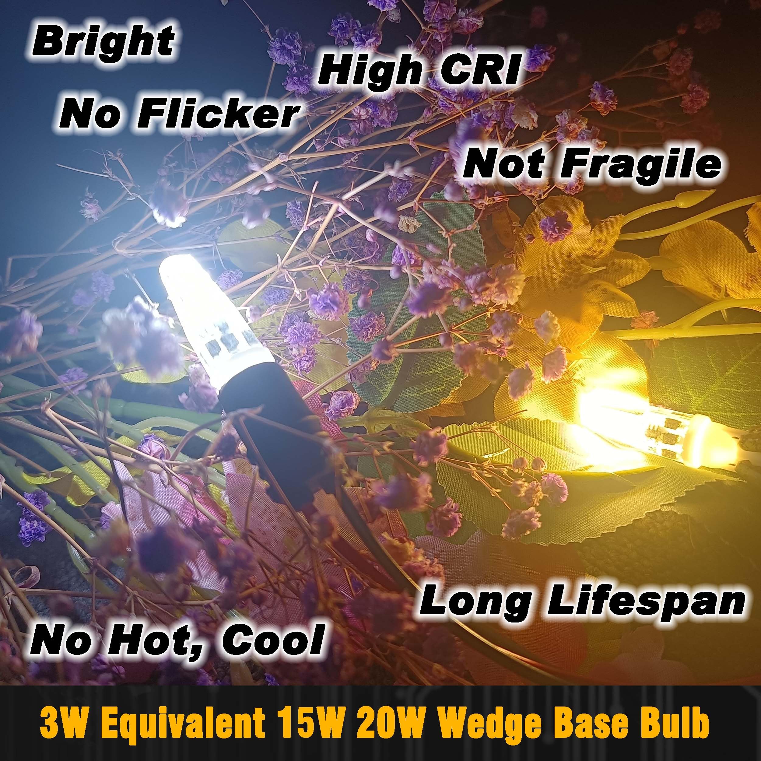 Hylroe T10 Wedge Base Landscape 194 921 LED Light Bulb 2700K Warm White 3W Equivalent 15W 20W Low Voltage AC/DC12V-24V T5 LED Bulb for Landsacpe Garden Deck RV Camper Marine Boat Dome Lighting, 8 Pack