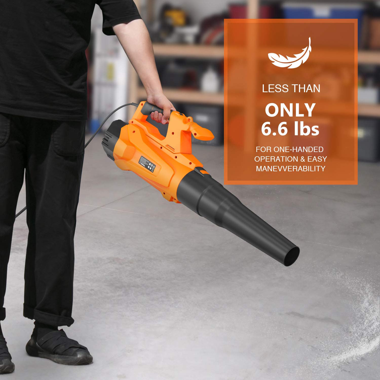 Enertwist Leaf Blower, 15-Amp Corded Electric Leaf Blower 137MPH 607CFM Variable Speed 8000~17000rpm w/ 1.2M Adjustable Shoulder Strap, 10Ft Power Cord, Cord Retention and Auxiliay Handle, ET-LB-1800