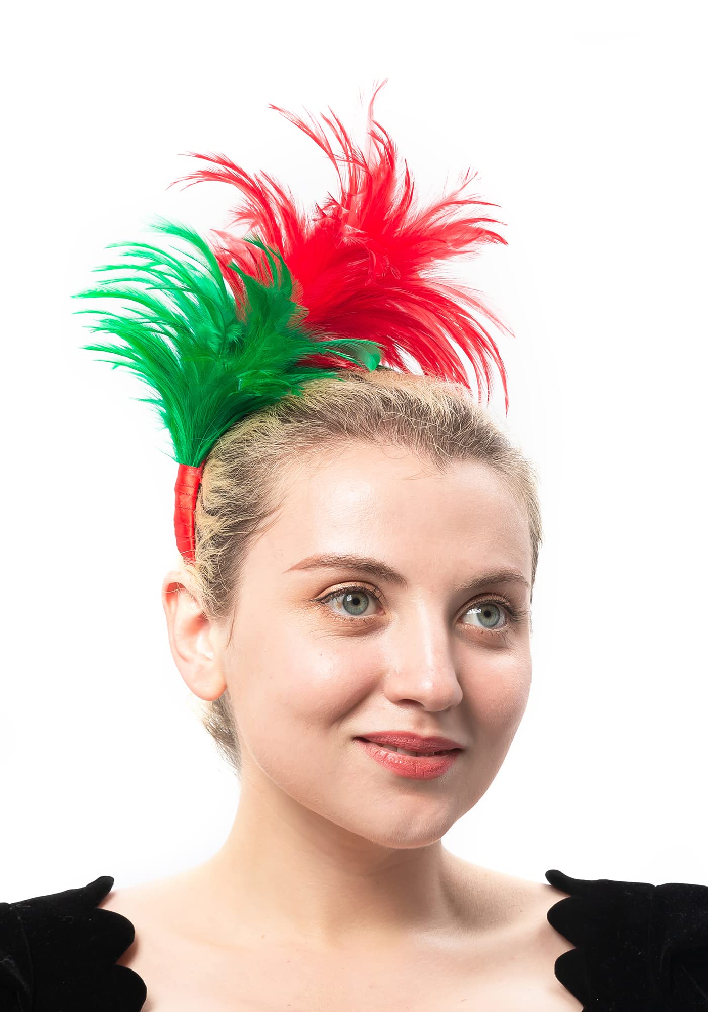 FELIZHOUSE 1920s Fascinator with Feathers Headband for Women Wedding Tea Party Headwear (Green)