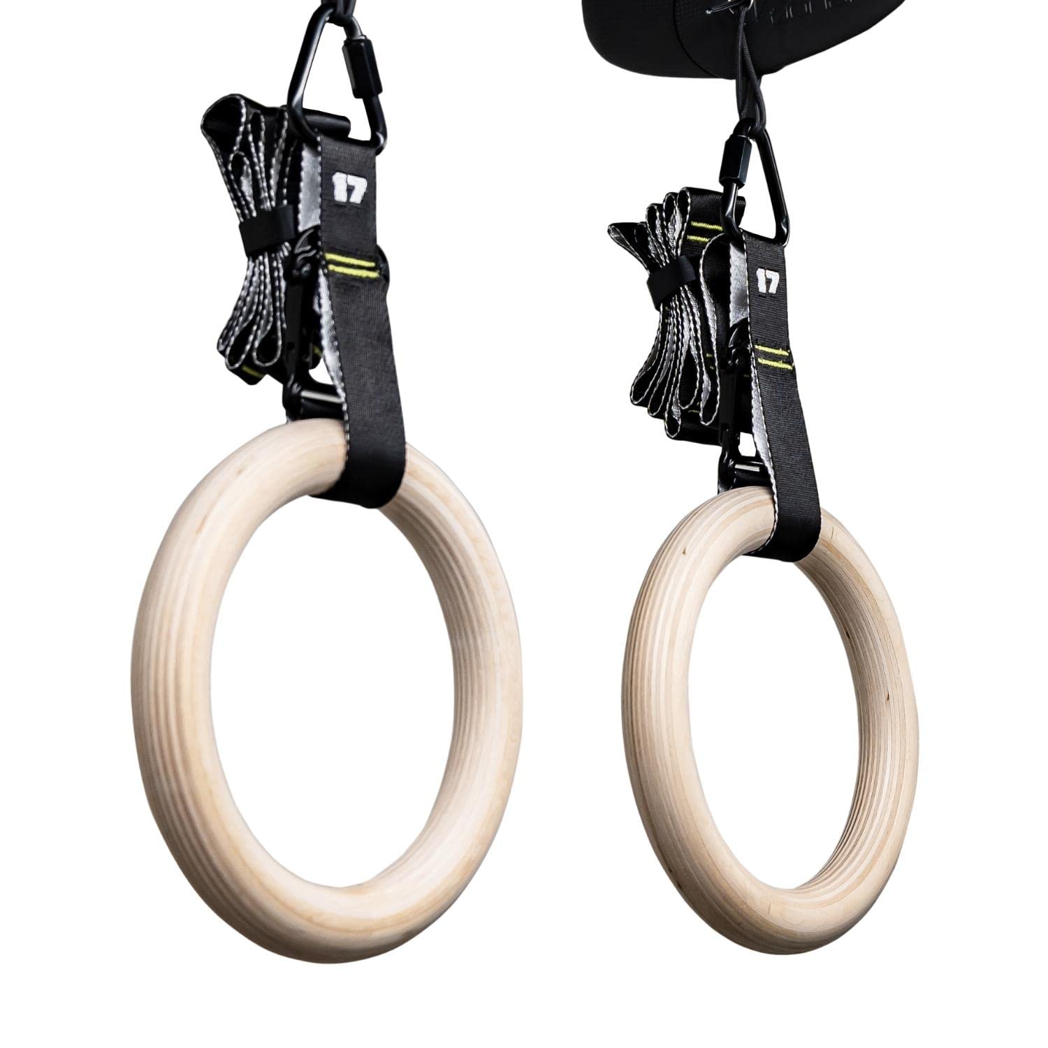Duonamic Wooden Rings | Portable Exercise System Works Eleviia Pull Up Bar | Most User-Friendly Adjustable Straps | Exercise Core, Chest, Back, Triceps and Much More