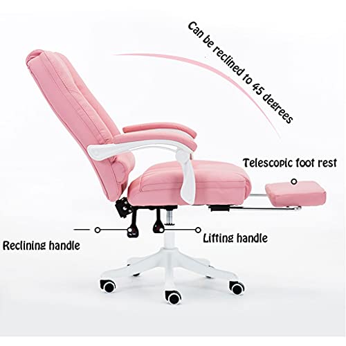 Ergonomic Executive Office Chair Artificial Leather High-Back Desk Chair with Lumbar Support Armrest Swivel Task Chair Desk Chairs (Color : Off-White)