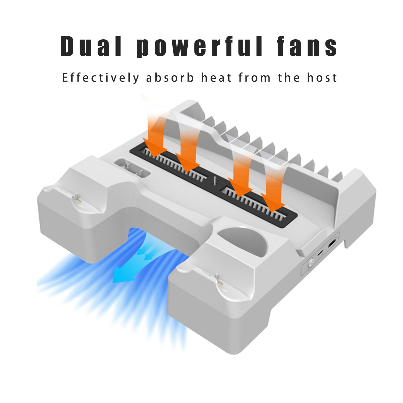 DUORT PS5 Stand ,ps5 Cooling Station with Dual Controller Charger ,15dB Mute Cooling Fan with USB Port for ps5 Console, fits for PS5 Disc & Digital Editions.